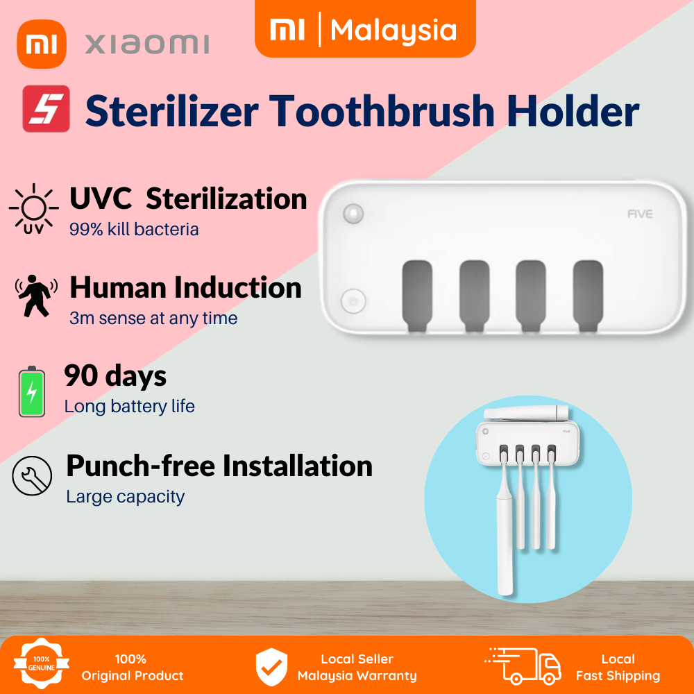 Mi FIVE Smart Ultraviolet Sterilizer Toothbrush Holder With UV Light , Punch-free installation ...