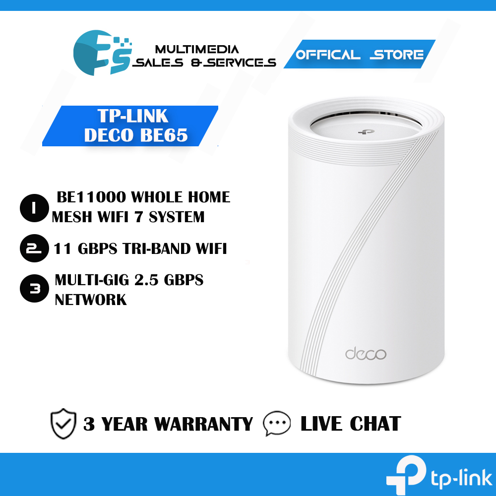 Tp-Link Deco BE65 BE11000 Whole Home Mesh WiFi 7 System (1Pack / 2Pack ...