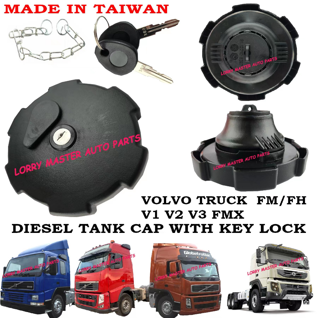 DIESEL TANK CAP WITH LOCK KEY MADE IN TAIWAN VOLVO FM10FM12 FM/FH V1 V2 ...