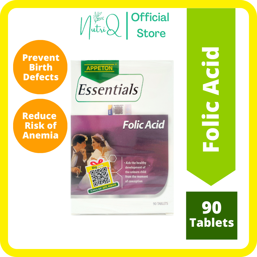 Appeton Folic Acid Pregnant Essentials Supplement (90's) Suitable for ...