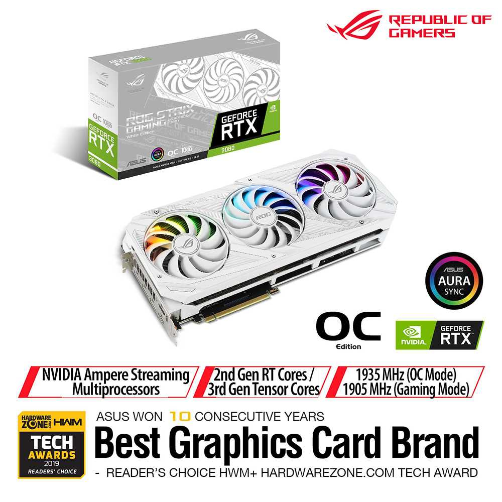 ROG Strix GeForce RTX 3080 V2 White OC Edition 10GB GDDR6X with LHR ...