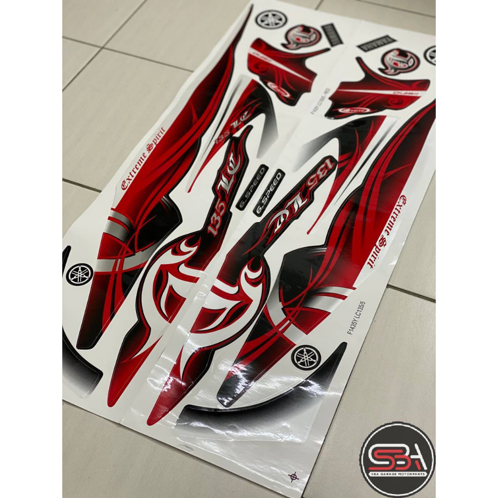 STICKER BODY SET / COVER SET LC V1 MORITAKA SET BATIK MERAH YAMAHA ...
