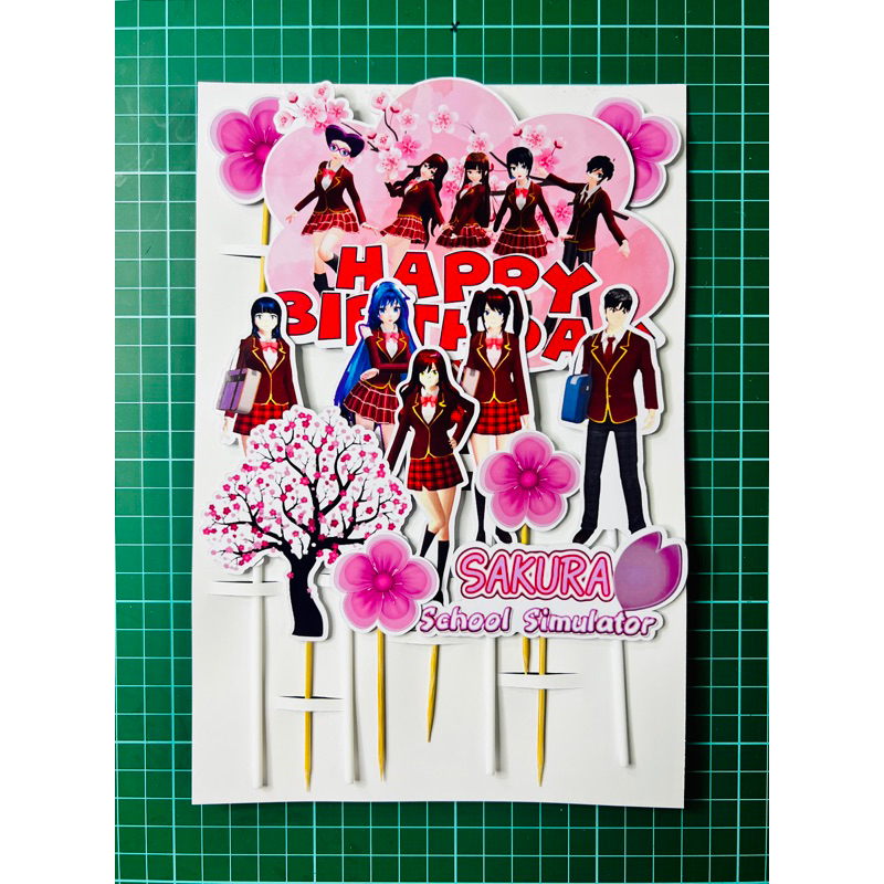 Sakura School Simulator Happy Birthday Decoration Set Cake Topper for ...