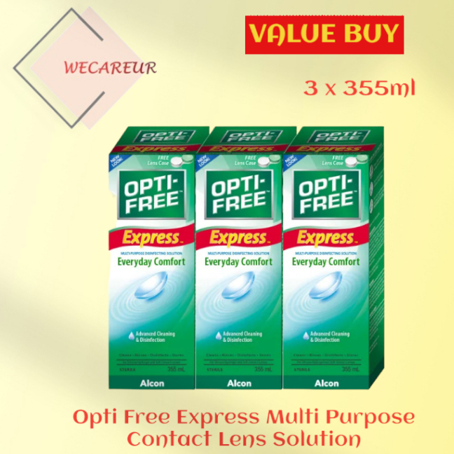 OPTI FREE EXPRESS MULTI PURPOSE CONTACT LENS SOLUTION 3 x 355ml (EXP ...