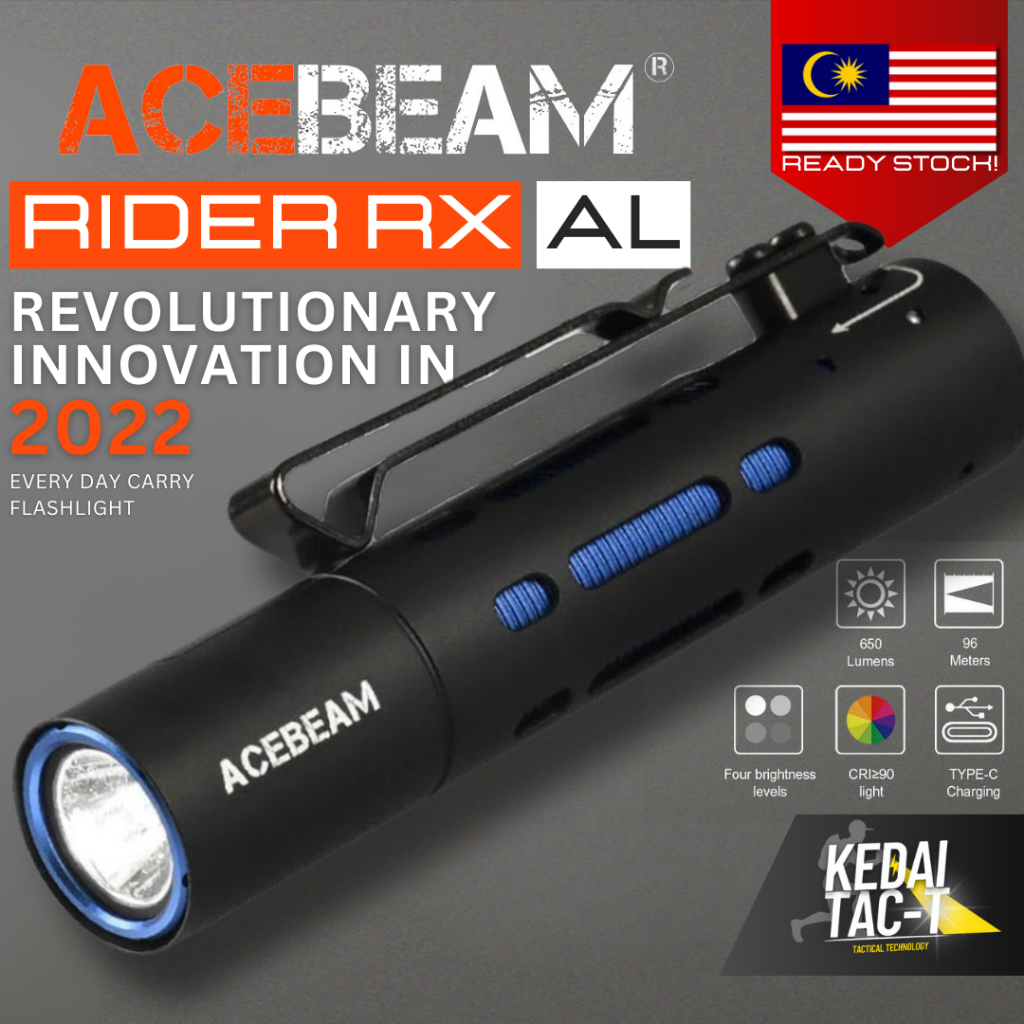 ACEBEAM Rider RX AL - 650 Lumen (Nichia 219F - 5000K) Fidget EDC Flashlight - ORIGINAL - Ready ...