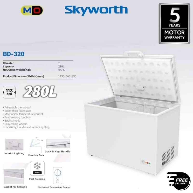 Skyworth New BD-320 280L Chest Freezer BD320 | Shopee Malaysia