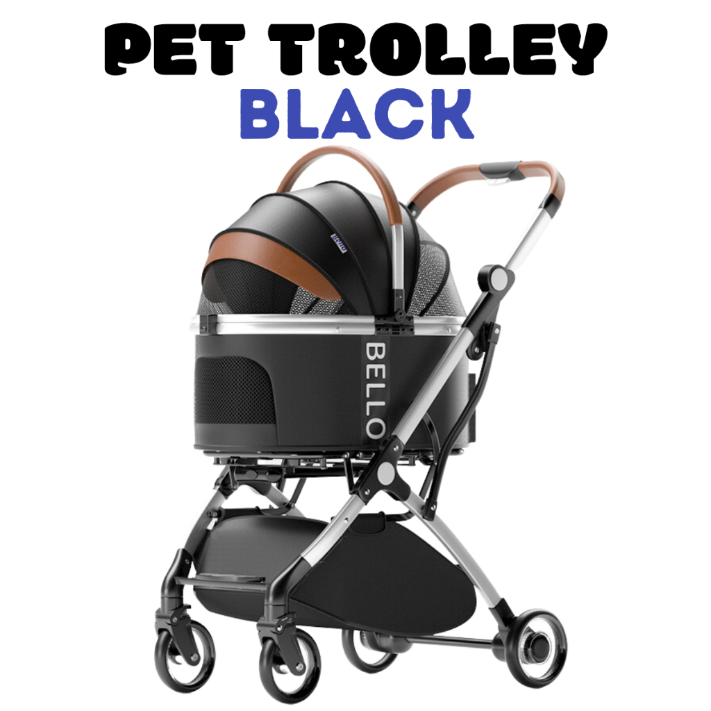 Pet Stroller Foldable 4 Wheel Bello Pet Trolley for Dog and Cat 2 Layer ...