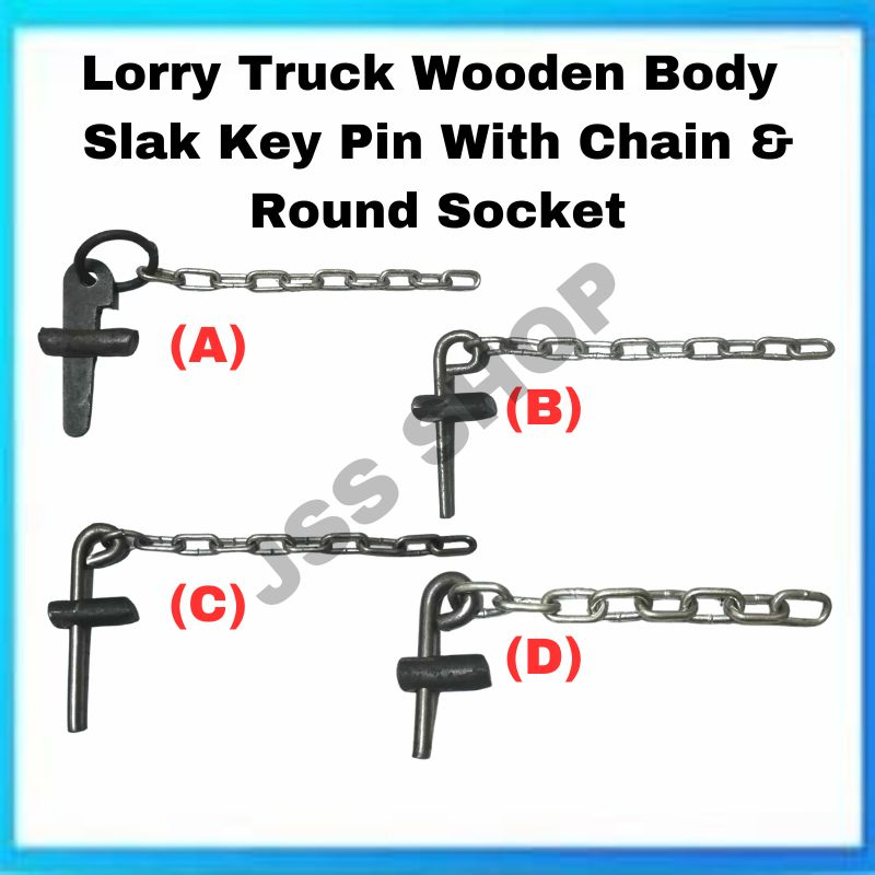 Lorry Truck Wooden Body Slak Key Pin With Chain & Round Socket (1Set ...