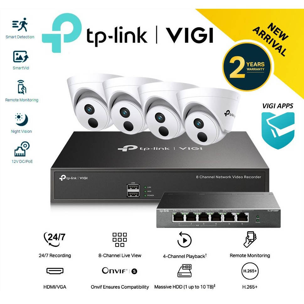 TP-LINK VIGI 4/8/16-CH WITH 2MP 3MP 4MP INDOOR OUTDOOR CCTV POE IP ...