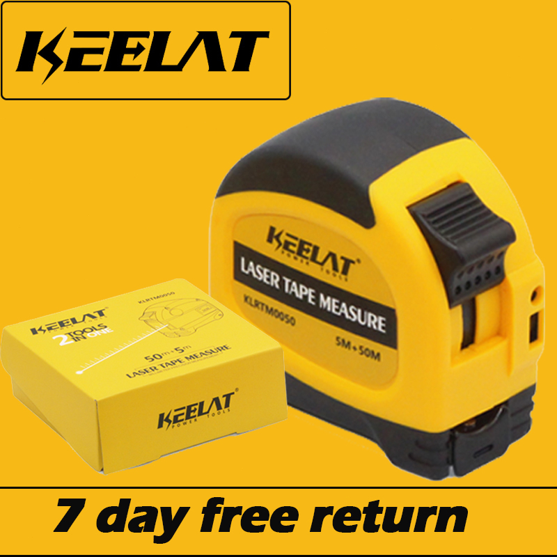 KELLAT 2 in 1 50M Laser Measure Digital Distance Meter 5M Tape Measure ...