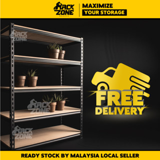 RACKZONE Black 5 Level Rak Besi Bertingkat Boltless Rack Shelf Storage ...