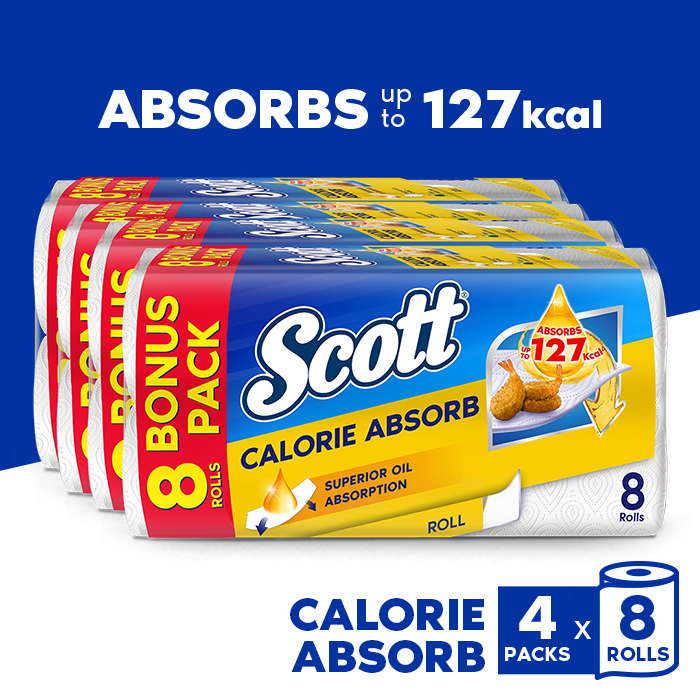 Scott Calorie Absorb Dry Kitchen Towel (8 Rolls x 4 packs) | Shopee ...