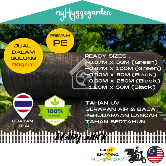 [PREMIUM ROLL] Thailand 90gsm Weed Control Mat Weedmat Virgin PE Black ...