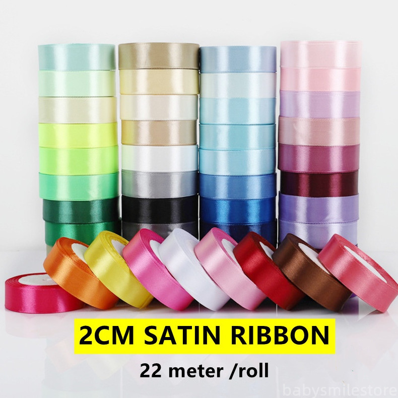 (22M) 2CM SATIN Ribbon Reben Wedding Birthday Party Gift Wrapping ...