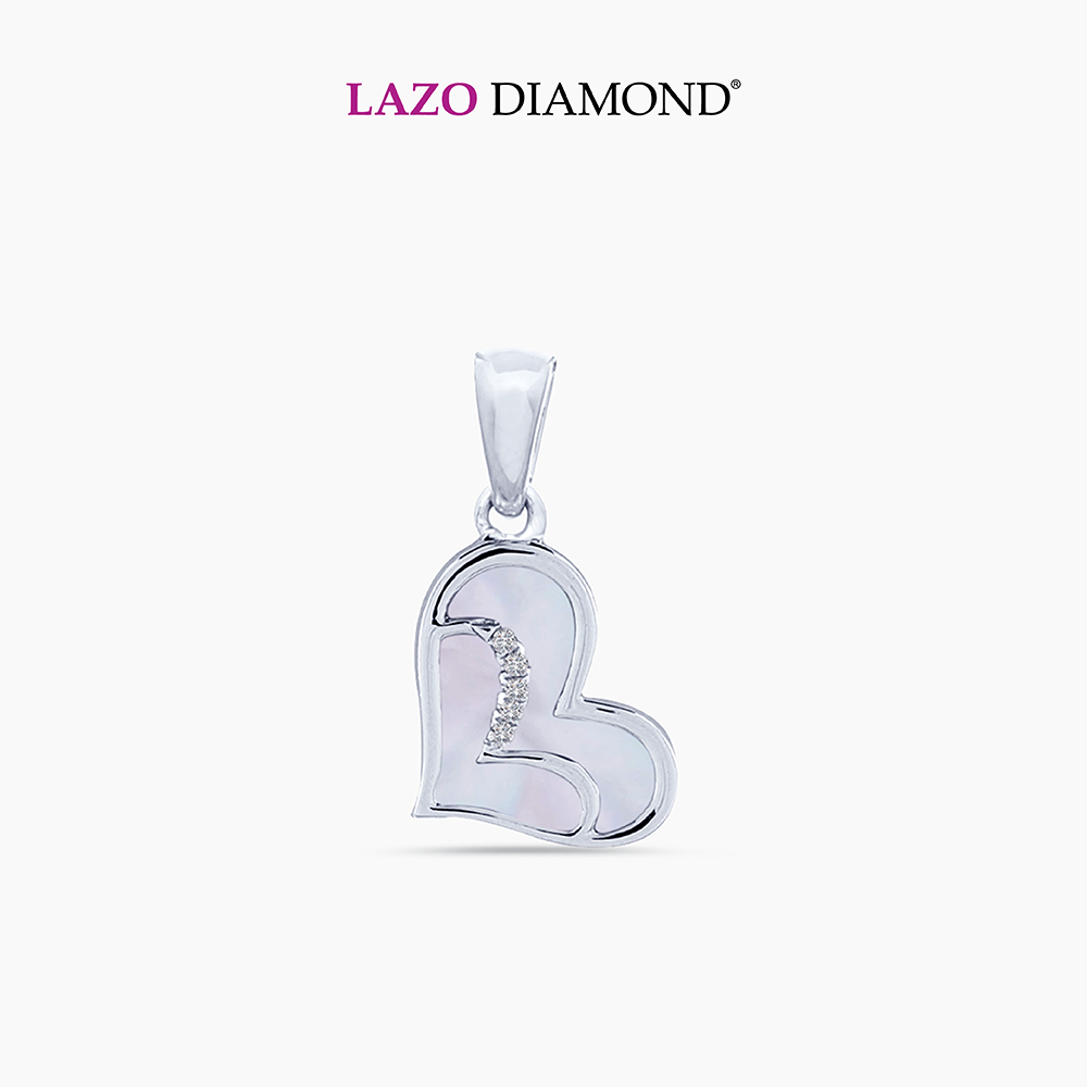 LAZO DIAMOND Heart to Heart Mother of Pearl Diamond Pendant in 9k White ...
