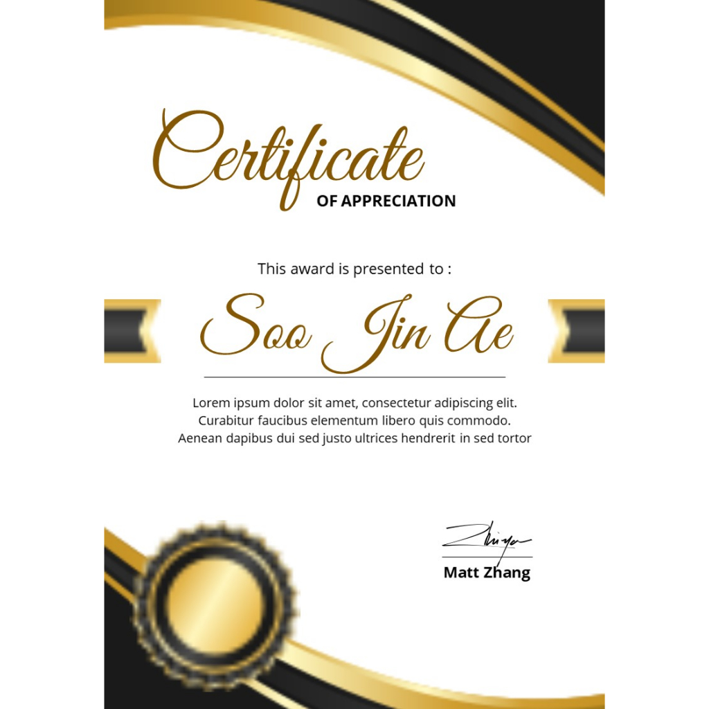 CERTIFICATE / SIJIL TEMPLATE_POTRAIT [EDITABLE] Black Gold Elegant ...