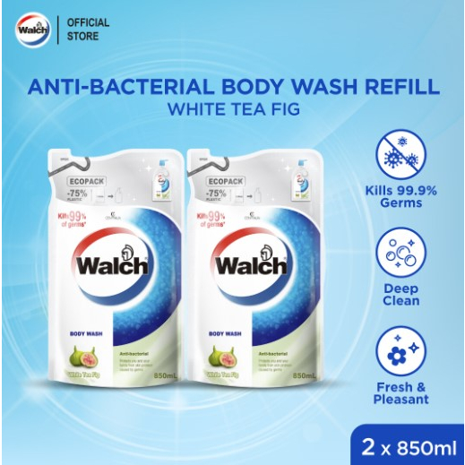 [TWIN PACK] Walch Anti-bacterial Body Wash White Tea Fig Refill 850ml ...