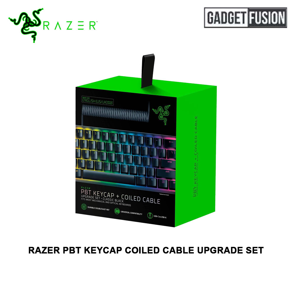 RAZER PBT KEYCAP COILED CABLE UPGRADE SET - CLASSIC BLACK | Shopee Malaysia