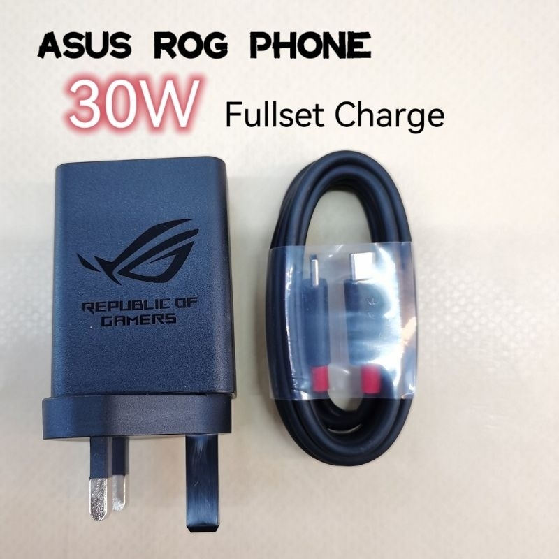 Asus ROG 30W Fullset Charger UK Adapter With Ultimate Type-C To C USB Cable Support Hypercharge ...