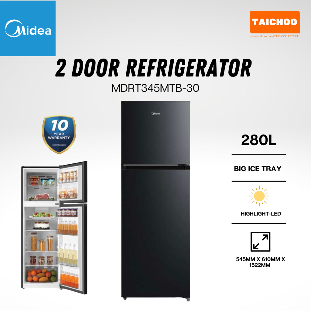 Midea 2 Door Top Freezer Refrigerator 280L MDRT345MTB30 | Shopee Malaysia