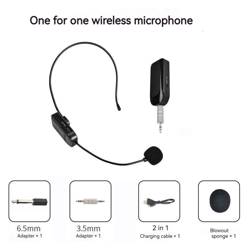 【Ready stock】2 in 1 Head Microphone Wireless Headset Microphone UHF Mic ...
