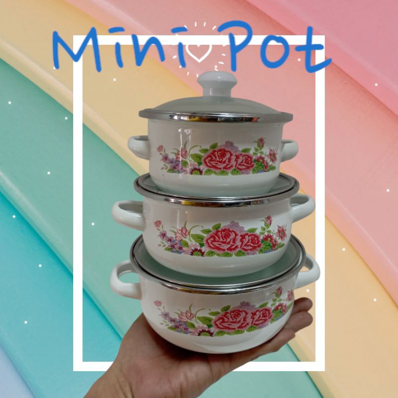 Periuk Enamel Mini Size Set 3 Tudung Kaca | Shopee Malaysia