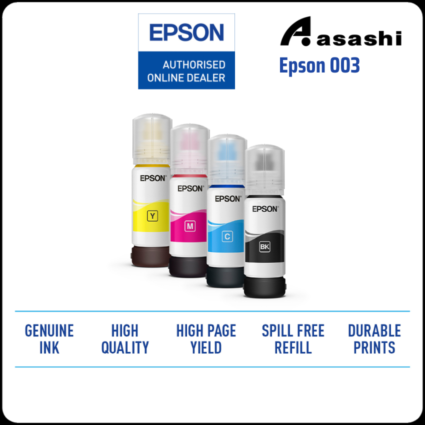 Epson C13T00V100 65ML INK BOTTLE 003 Black Cyan Magenta Yellow | Shopee ...