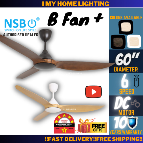 NSB B FAN + BFAN Ceiling Fan 60" DC Motor 3 Blade With Remote Modern ...