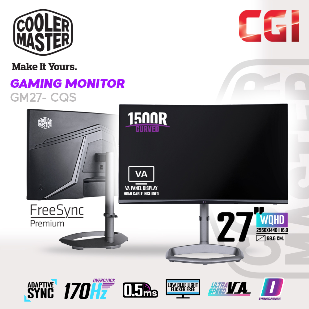 Cooler Master 27" GM27-CQS VA WQHD HDR400 170Hz 0.5ms Adaptive Sync ...