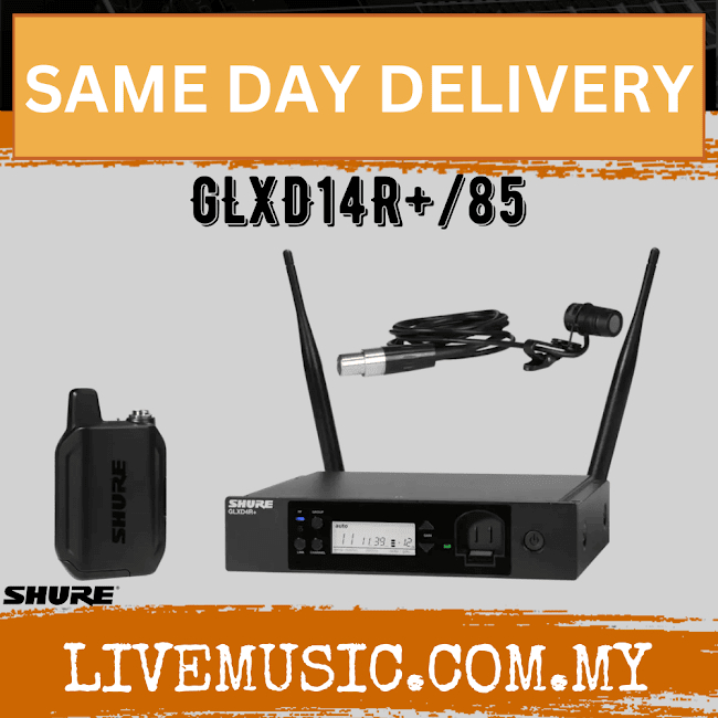 Shure GLXD14R+/85 Digital Wireless Microphone Rackmount Presenter System w / LPC-S Case ...