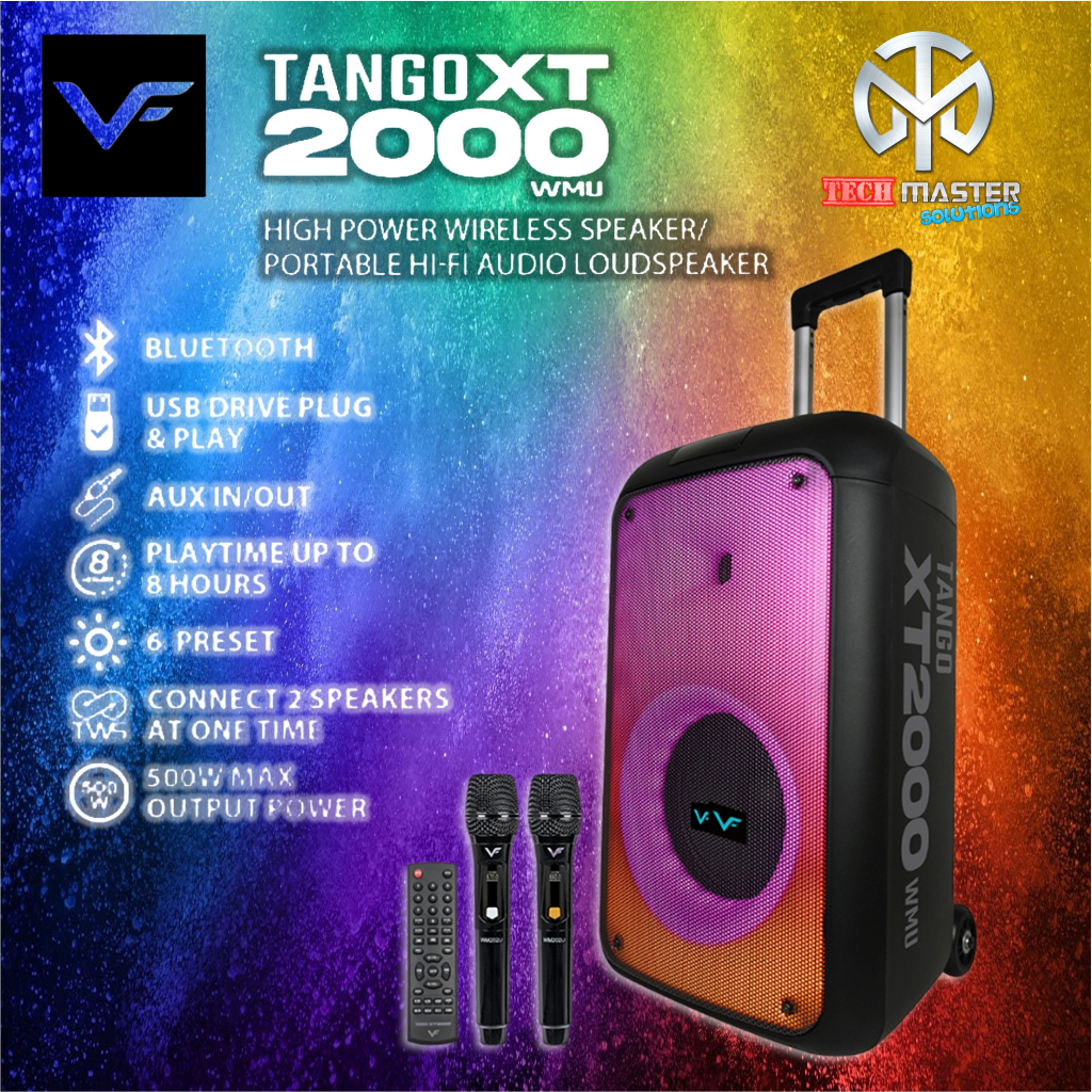 Vinnfier VF Tango XT 2000 WMU 500W XT2000 Bluetooth Portable HI-FI Loud Karaoke PartyBox Speaker ...