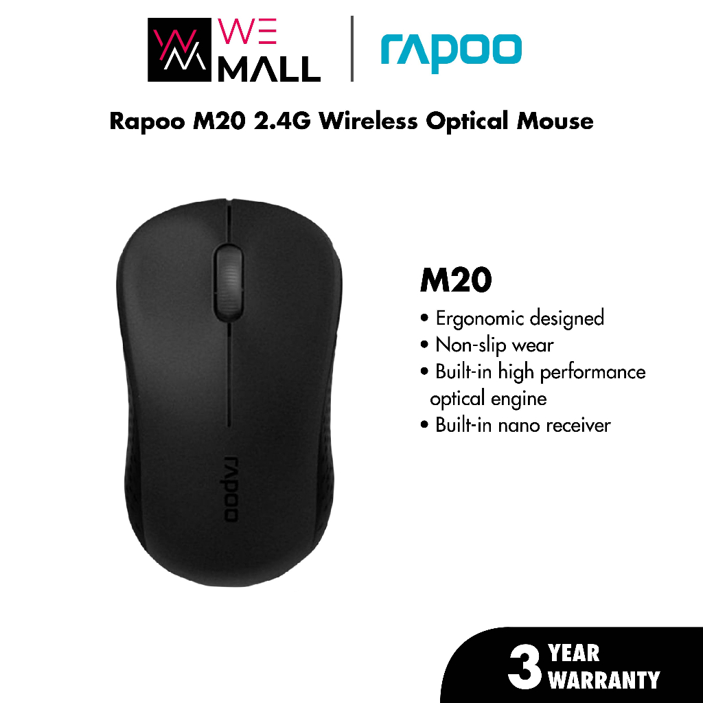 Rapoo M20 2.4G Wireless Optical Mouse - 3 Years Warranty | Shopee Malaysia