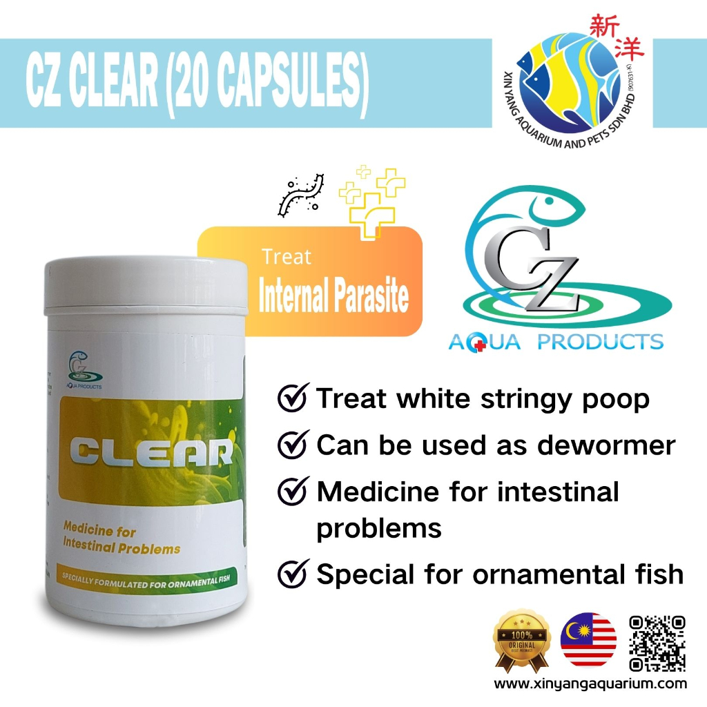 CZ AQUA CLEAR (20 CAPSULES) - MEDICATION FOR CURE WHITE FECES (INTERNAL ...