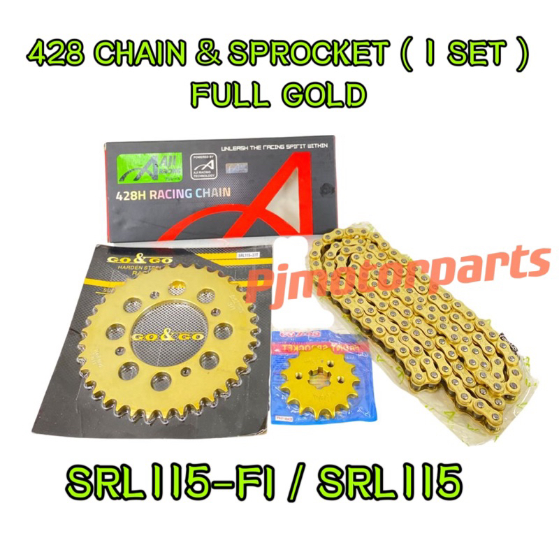 SRL115Fi SRL115 LAGENDA115 (1 SET) 428 GOLD SPROCKET GO&GO & CHAIN 428H ...