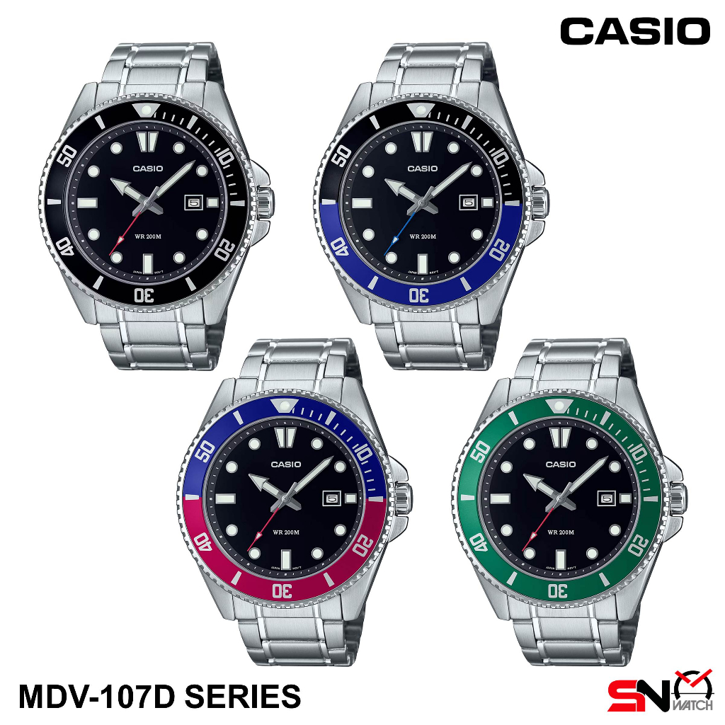 Casio Duro Series MDV-107D MDV-107 Men Watch Analog Quartz Stainless Steel Band Jam Tangan ...