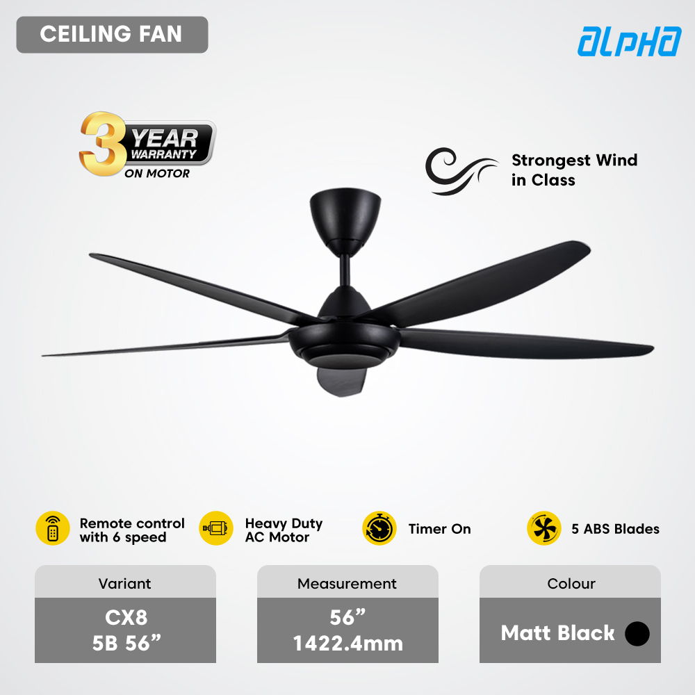 Alpha COSA Ceiling Fan (40Inch / 56Inch) 6-Speed Remote Control COSA ...
