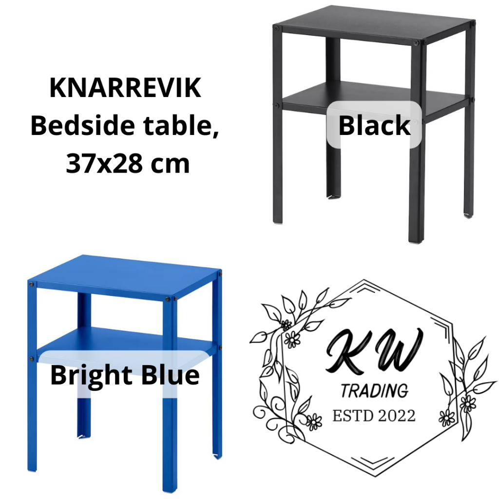 IKEA KNARREVIK Bedside table, 37x28 cm, Black / Bright Blue | Shopee ...