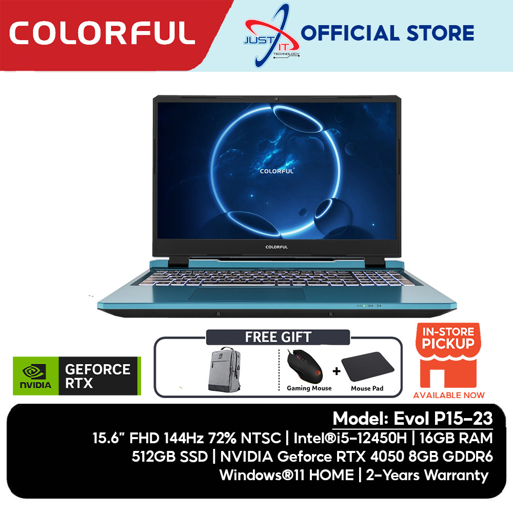 COLORFUL EVOL P15-23 GAMING LAPTOP( I5-12450H 16GDR5 / 512SSD / RTX4050 ...
