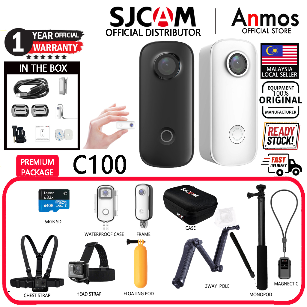 SJCAM OFFICIAL STORE SJCAM C100 THUMB CAMERA FULL HD WiFi WATERPROOF (1 ...