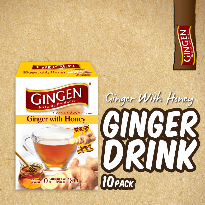 GINGEN GINGER DRINK INSTANT GINGER WITH HONEY (10 sachets x 18g ...