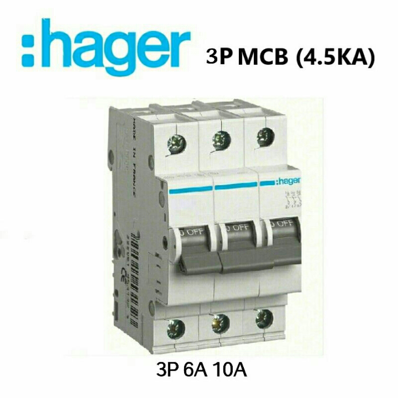 HAGER 3P 6A 10A 4.5KA (MCB) Miniature Circuit Breaker | Shopee Malaysia