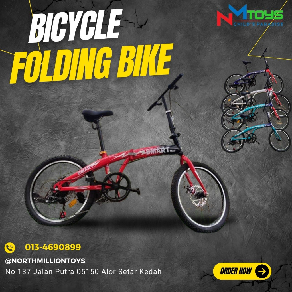 Basikal lipat 20 inci smart m3y folding bike with disc brek 7 Speed ...