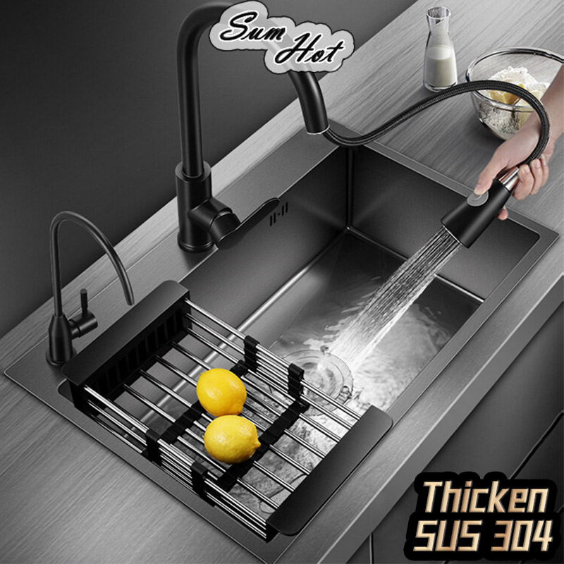 Kitchen Sink 304 Stainless Steel Handmade Nano Sinki Dapur Bowl Basin ...