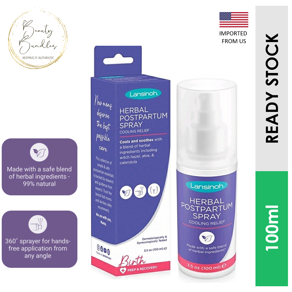 Lansinoh Herbal Postpartum Spray, Cooling Relief for Sore Perinium ...