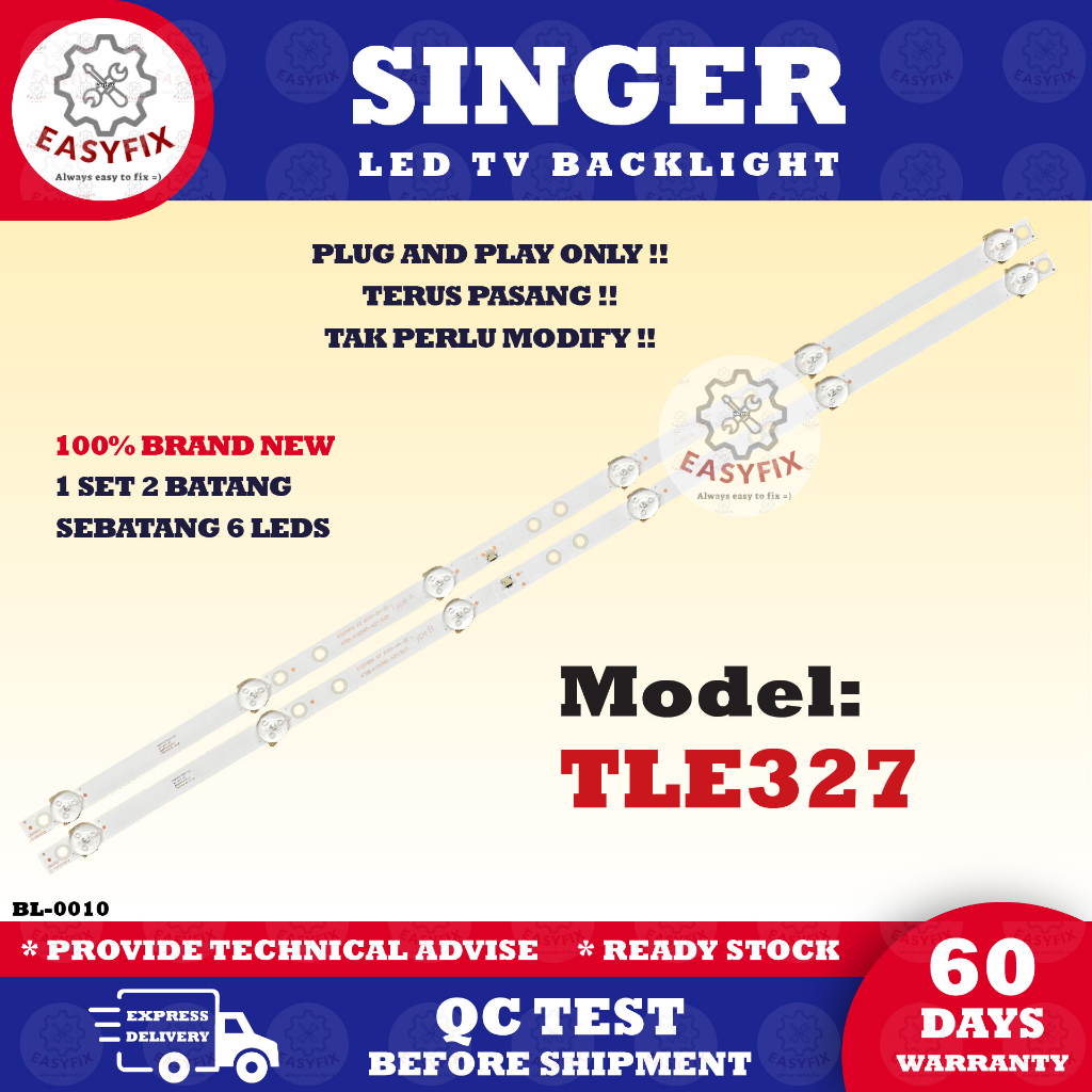 TLE327 SINGER 32 INCH 32" LED TV BACKLIGHT (LAMPU TV) TLE-327 TLE 327 ...