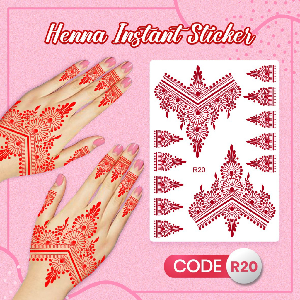 New Design Red Henna Instant Waterproof Sticker For Bride Stiker Inai ...
