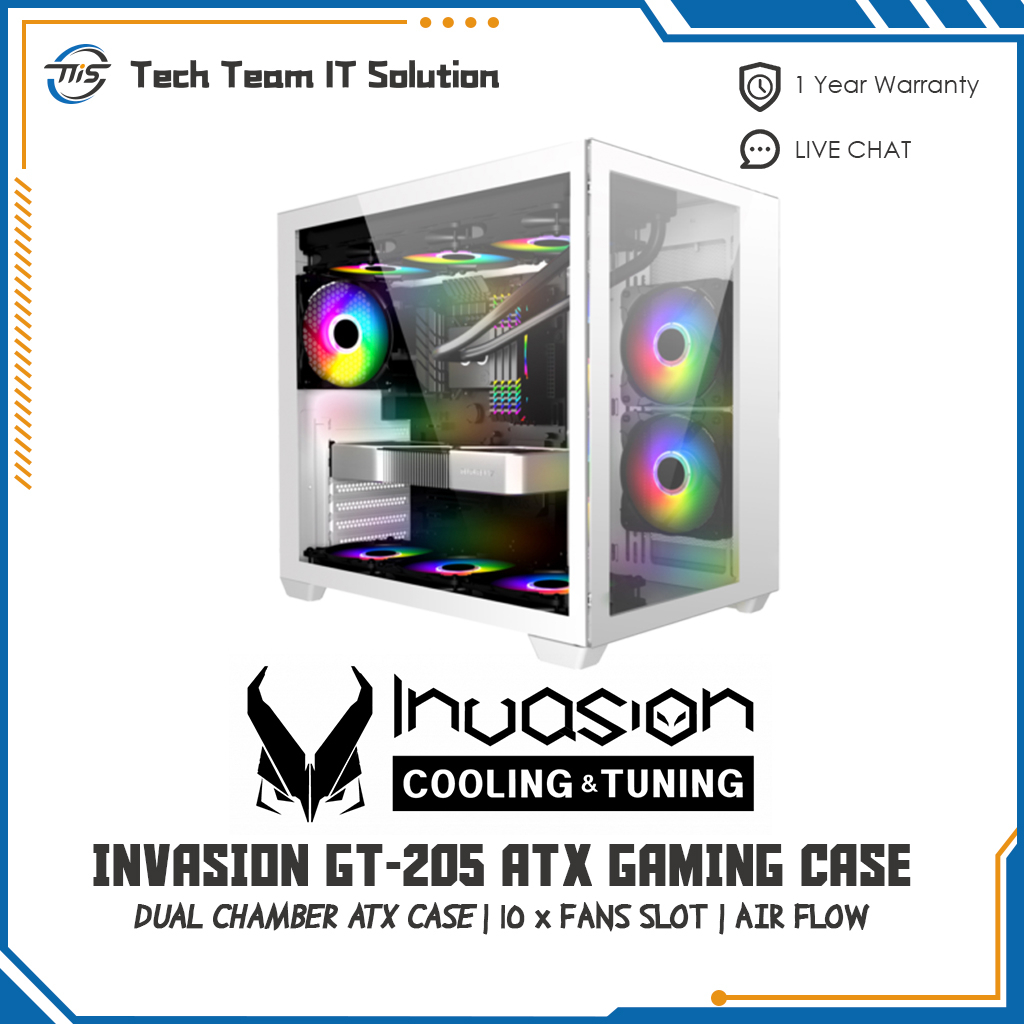 INVASION GT-205 (ATX Gaming Case) | With 6 ARGB Fans | Dual Chamber ATX ...