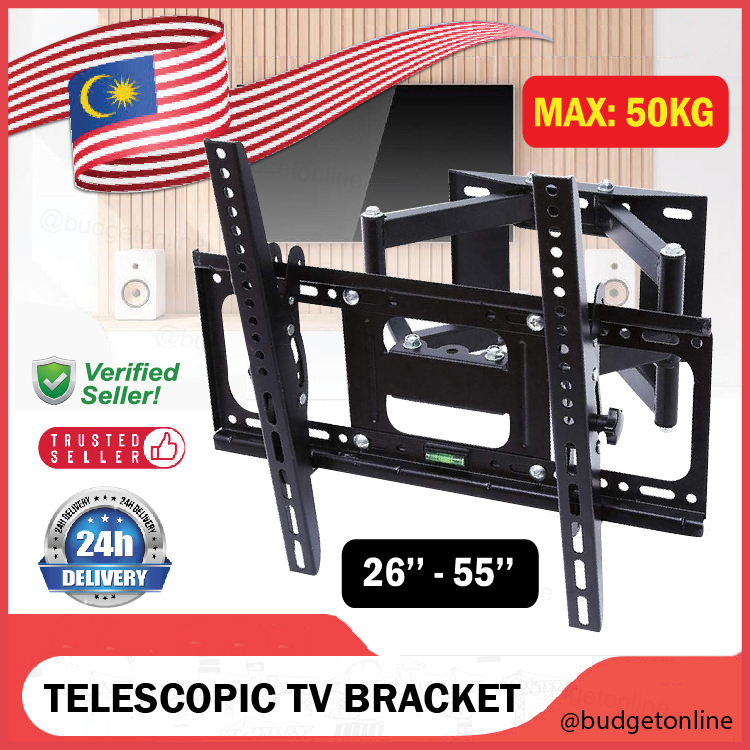 26"-55" Telescopic TV Wall Mount TV Bracket Universal Full Motion Tilt ...