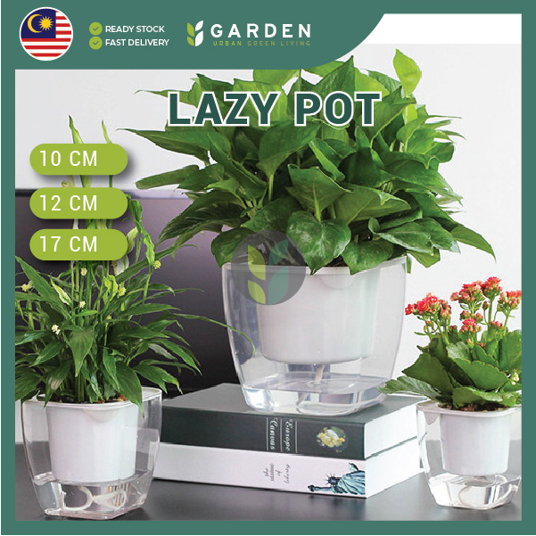 26cm SMART Auto Lazy Yewfex Self Watering Plastic Flower Pot Plant Vase ...