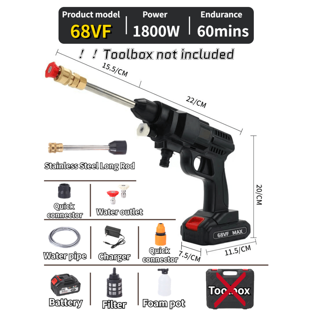 Cordless Water Jet High Pressure High Pressure Water Gun Car Wash Spray ...